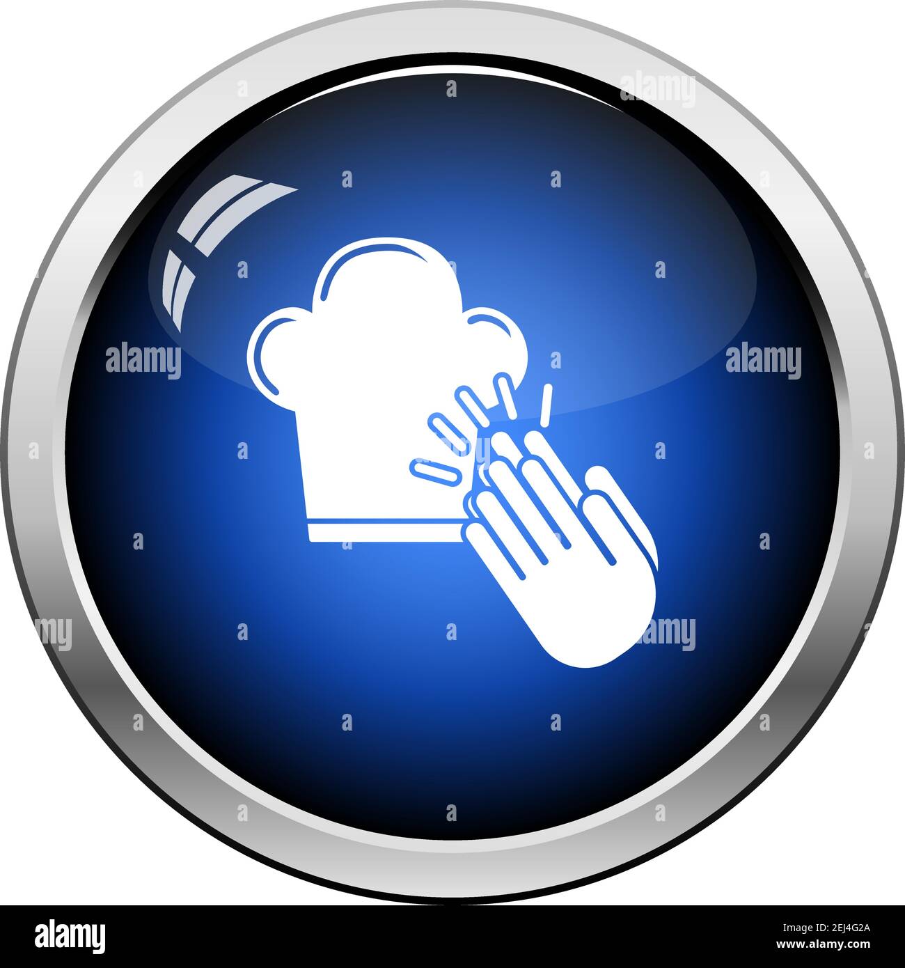 Clapping Palms To Toque Icon. Glossy Button Design. Vector Illustration ...
