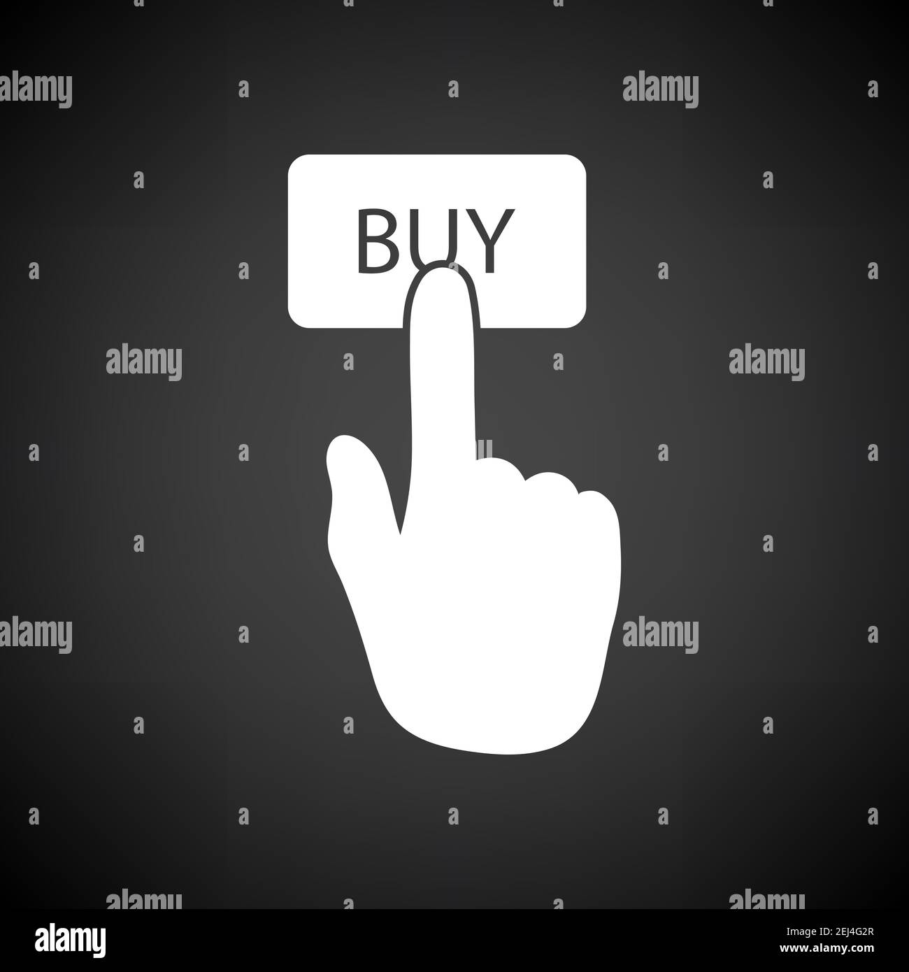 Finger Push The Buy Button Icon. White on Black Background. Vector ...
