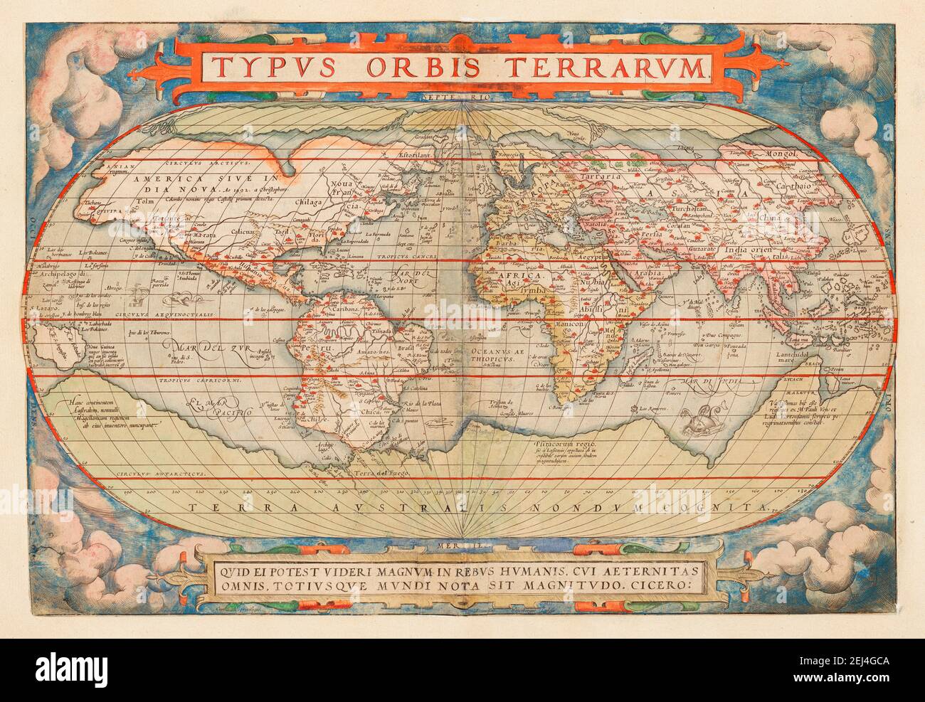 Beautiful vintage hand drawn map of known World from old book. Can be ...