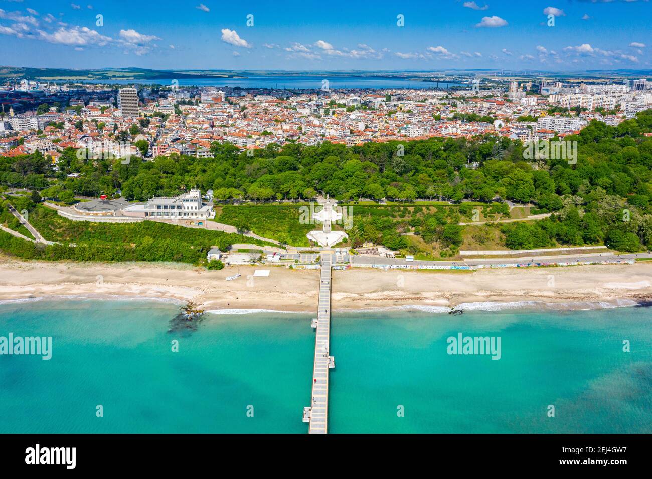 Aerial view of the main beach of the bulgarian town Bourgas Stock Photo ...