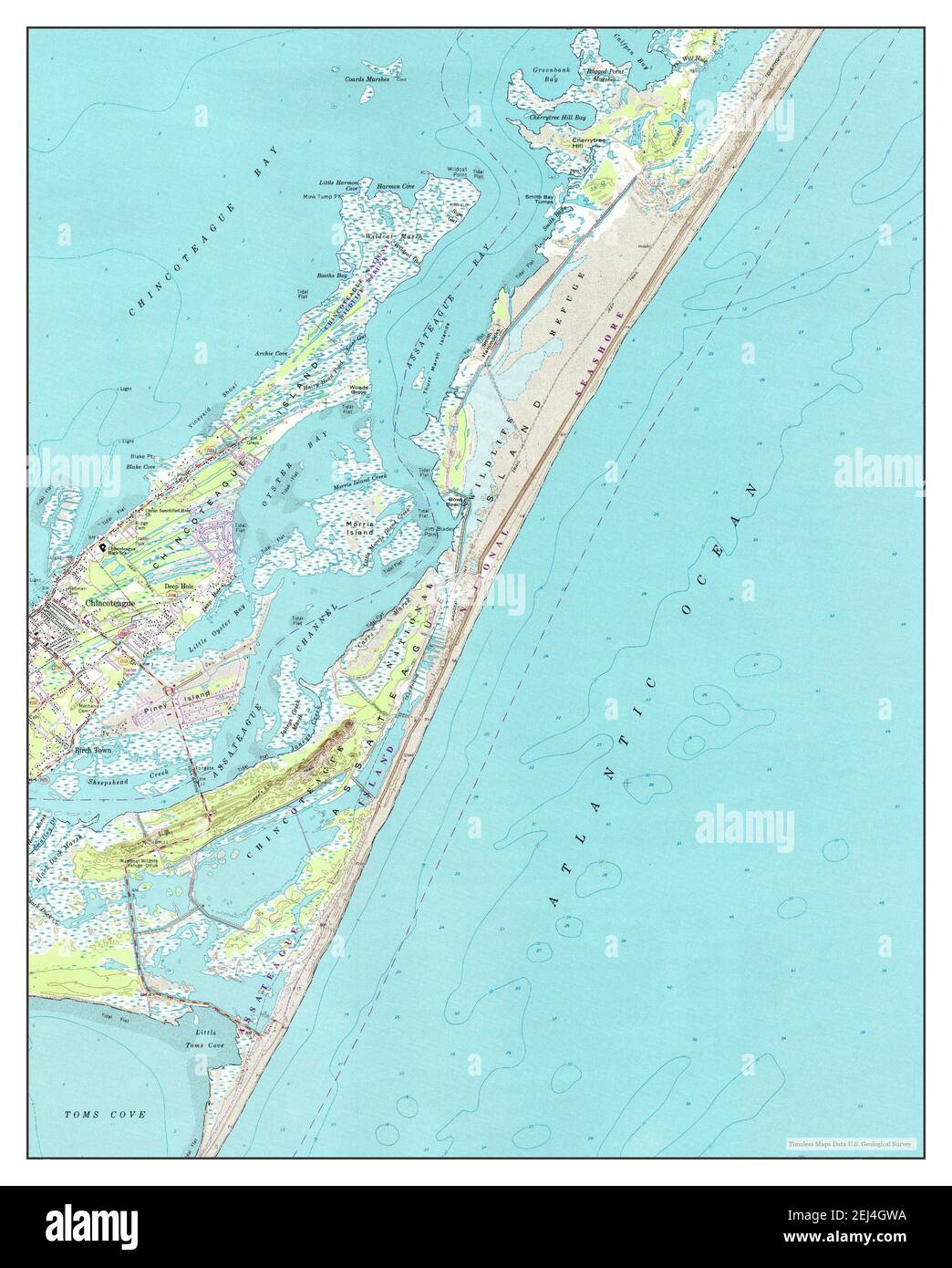 Chincoteague East, Virginia, map 1965, 1:24000, United States of ...