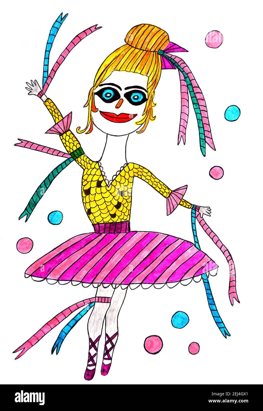 Dancer, naive illustration Stock Photo - Alamy