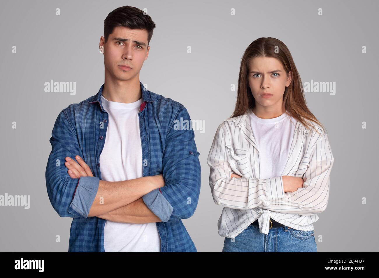 Emotional annoyed stressed couple have problem in relationships Stock ...