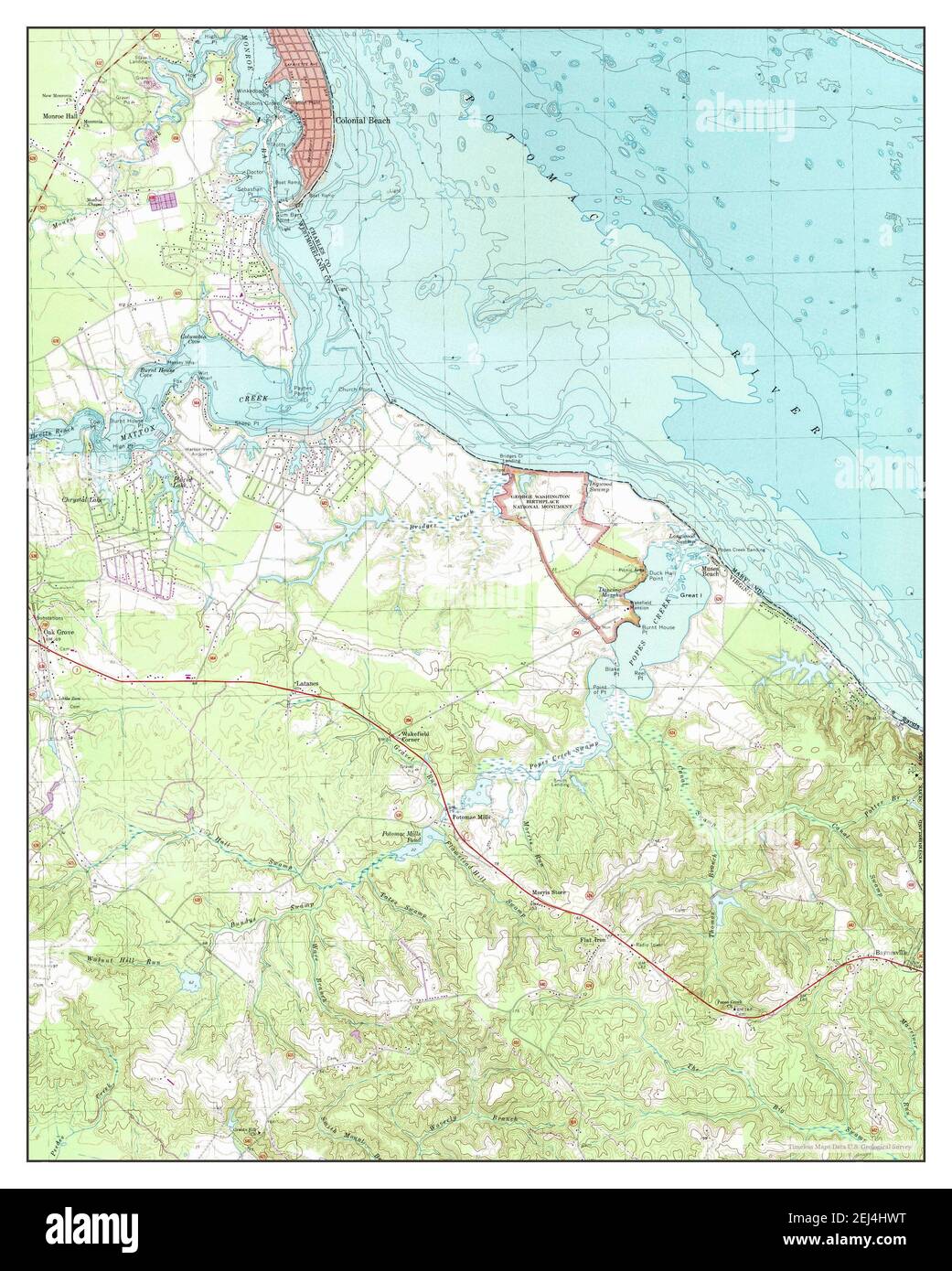 Colonial Beach South, Virginia, map 1968, 1:24000, United States of ...