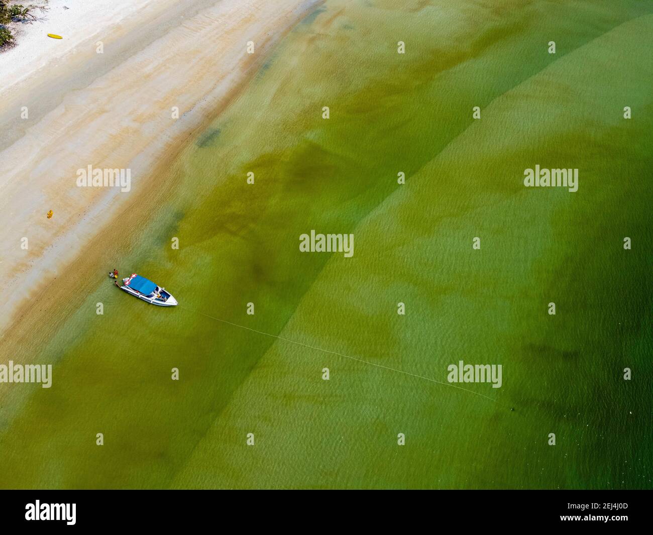 Aerial of a White sand beach on Thel Ni Aw island, Mergui or Myeik ...