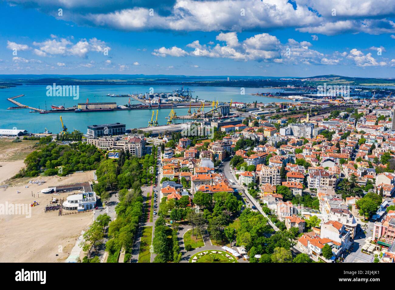 Aerial view of the port of Bourgas in Bulgaria Stock Photo - Alamy