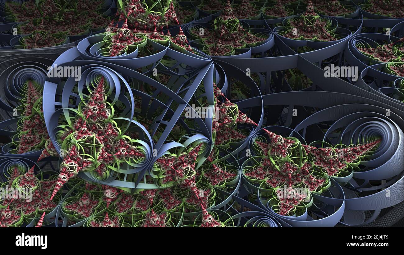 Bizarre 3D fractal background with recursive structures und shapes ...