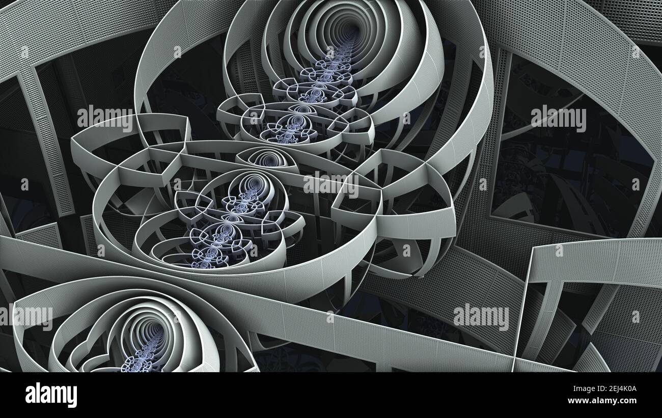 Bizarre 3D fractal background with recursive structures und shapes ...