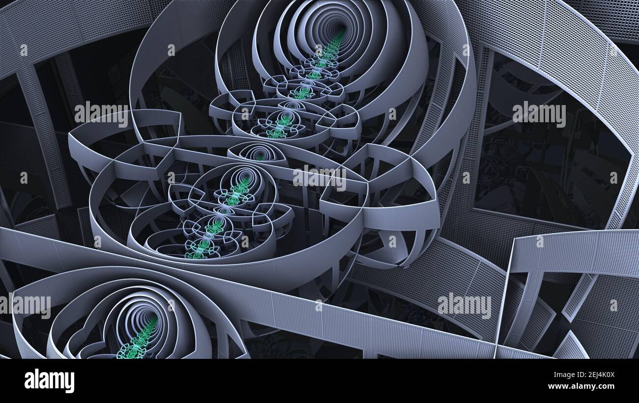 Bizarre 3D fractal background with recursive structures und shapes ...