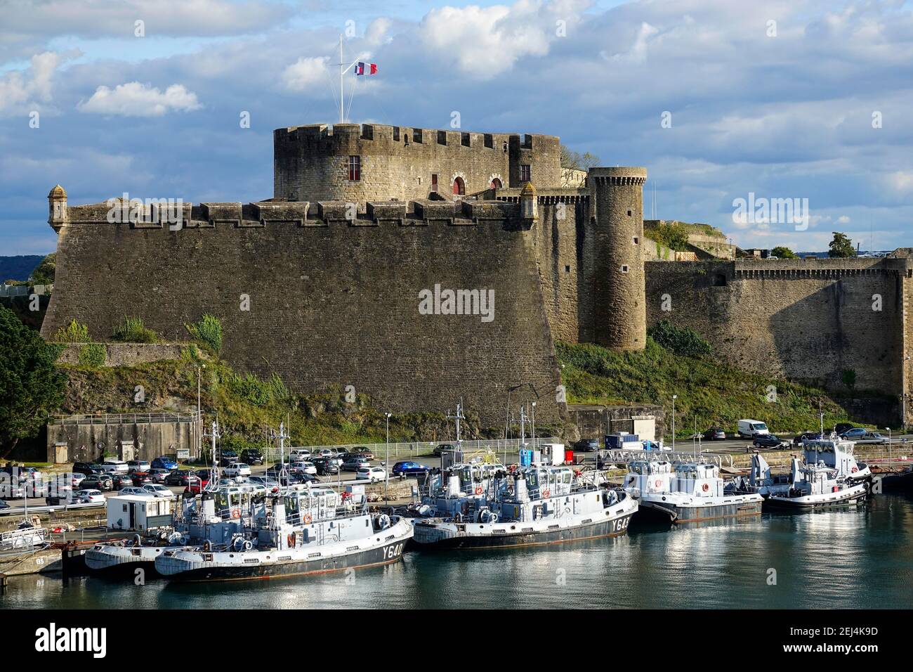 Fortress Chateau de Brest, therein National Marine Museum at the mouth ...