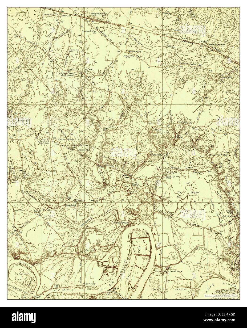 Dutch Gap, Virginia, map 1938, 1:24000, United States of America by ...