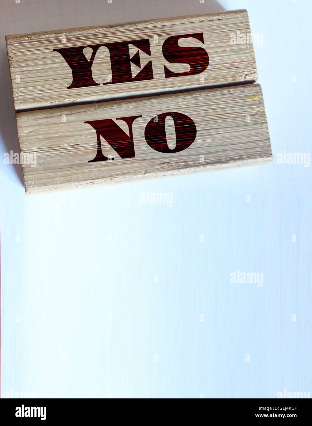 yes and no words on wooden blocks, brown leather wallet coins and ...