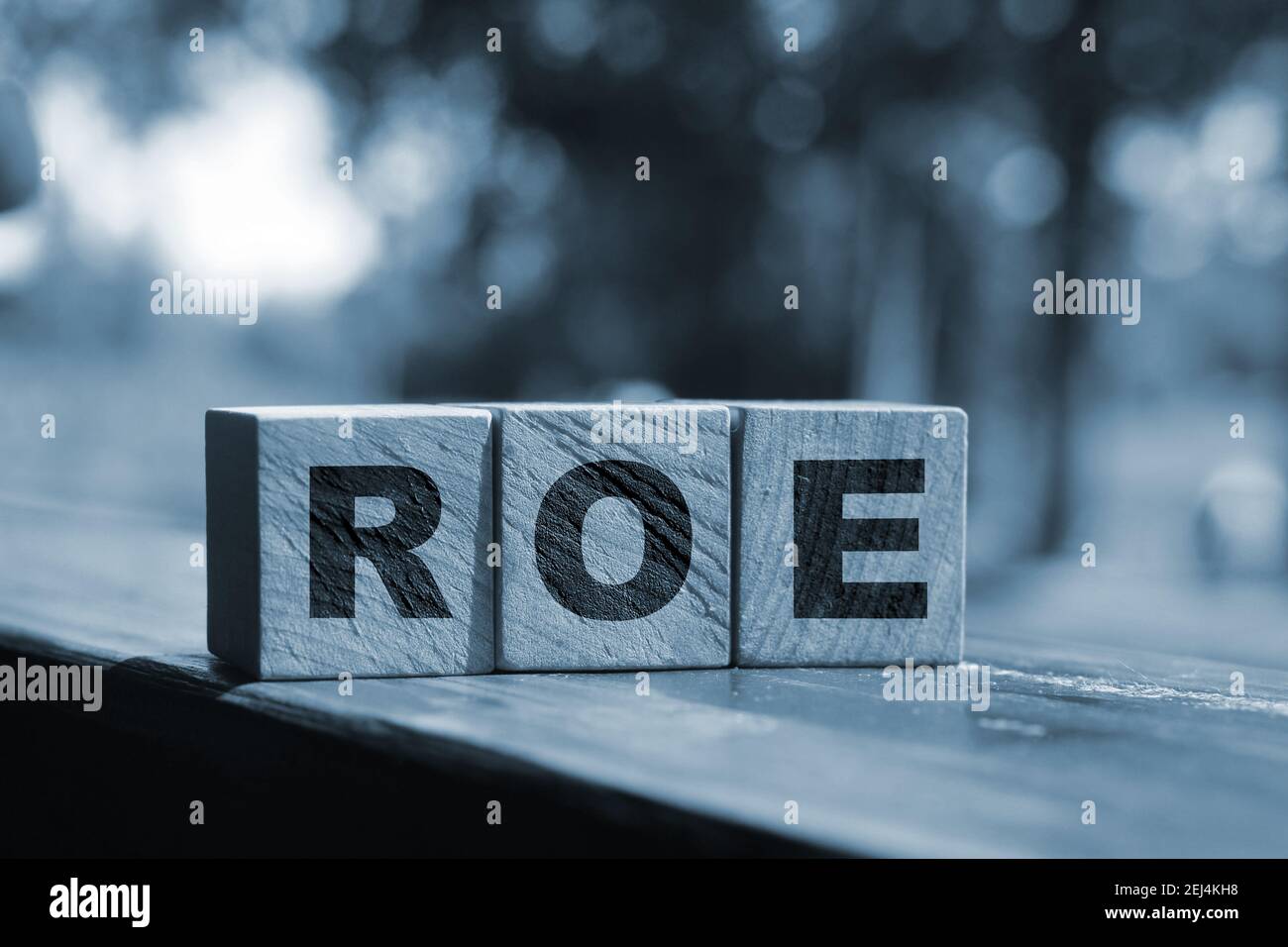 ROE. on Wooden cubes with letters. Return on Equity. business ...
