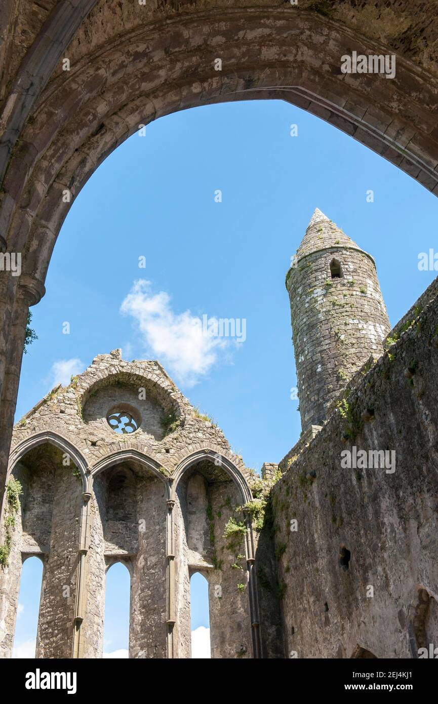 Medieval castle and church ruins of St. Patricks Cathedral, roof ...