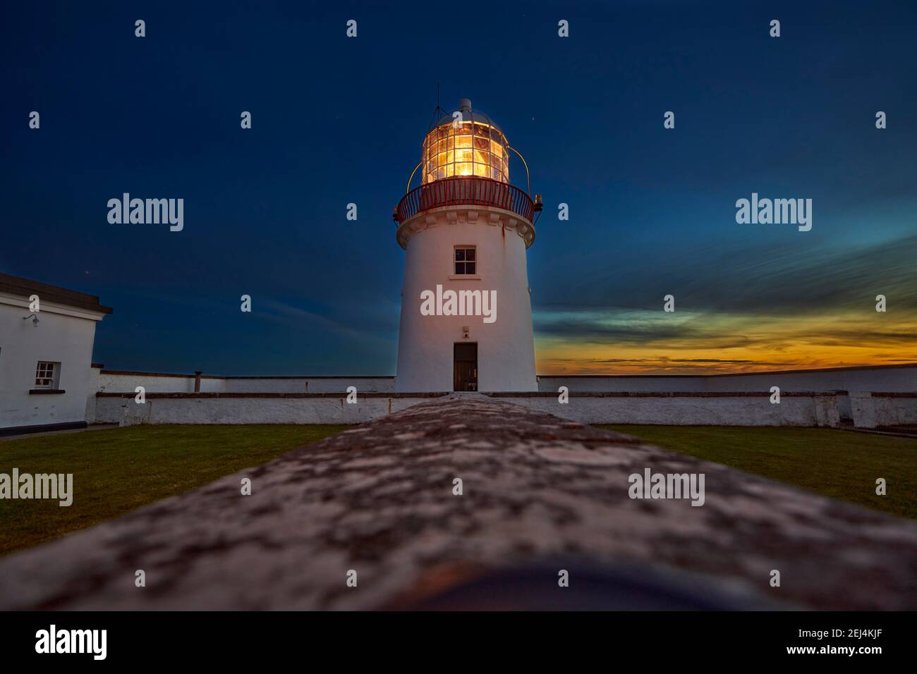St. John`s Point lighthouse at dusk, with luminous light on, St. John`s ...