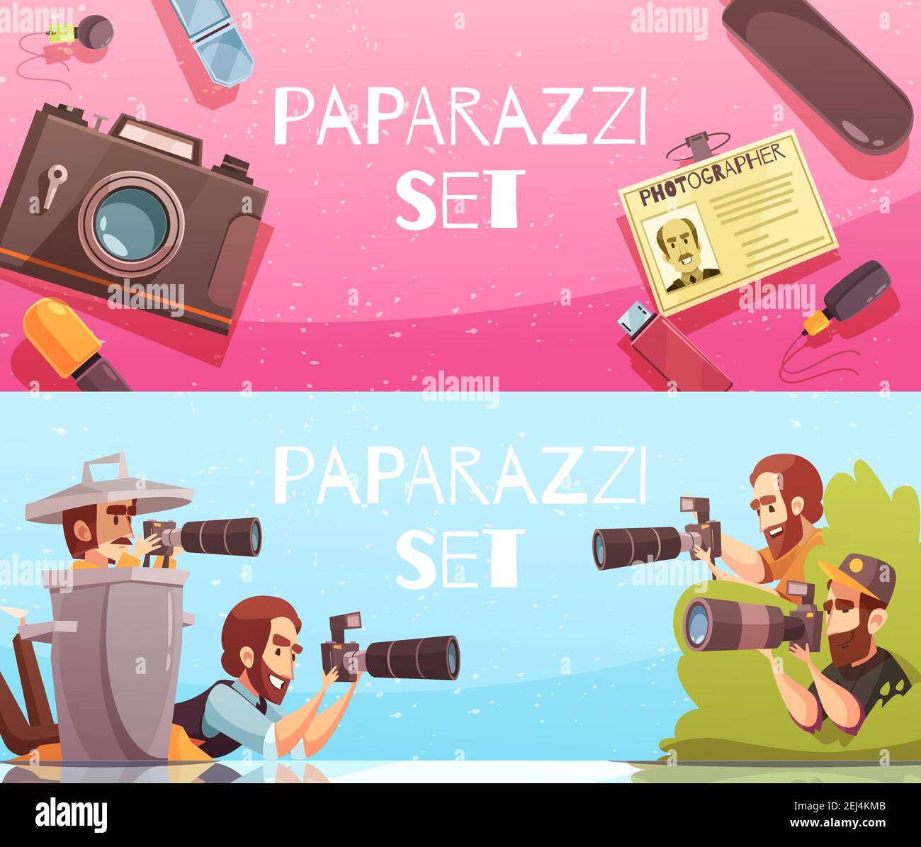 Paparazzi banners set with two horizontal compositions of photographic ...