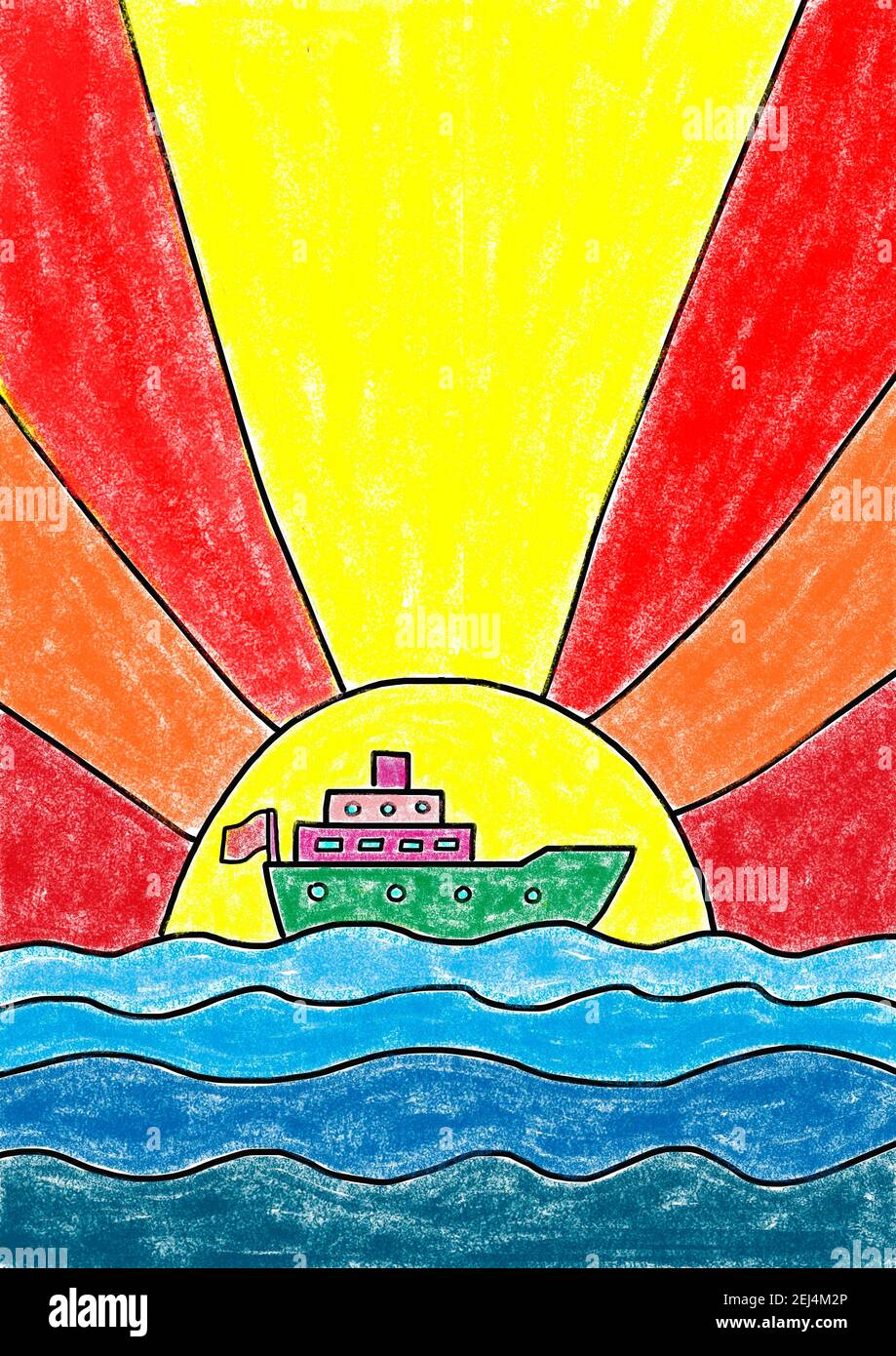 Sunset Drawing For Kids