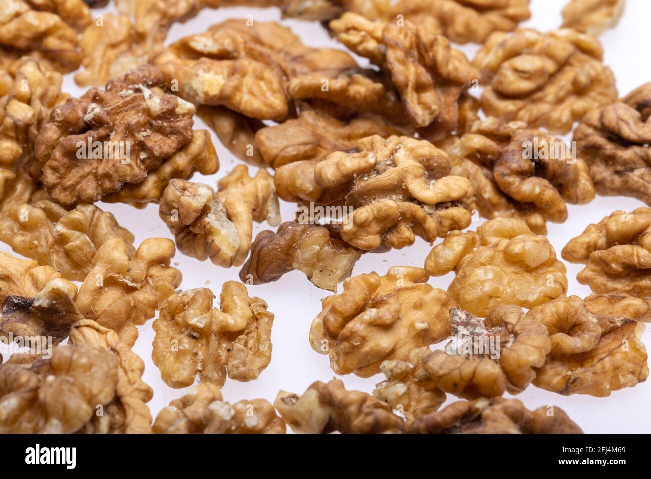 Shelled Walnuts Pile Top View Isolated On White Background Stock Photo ...