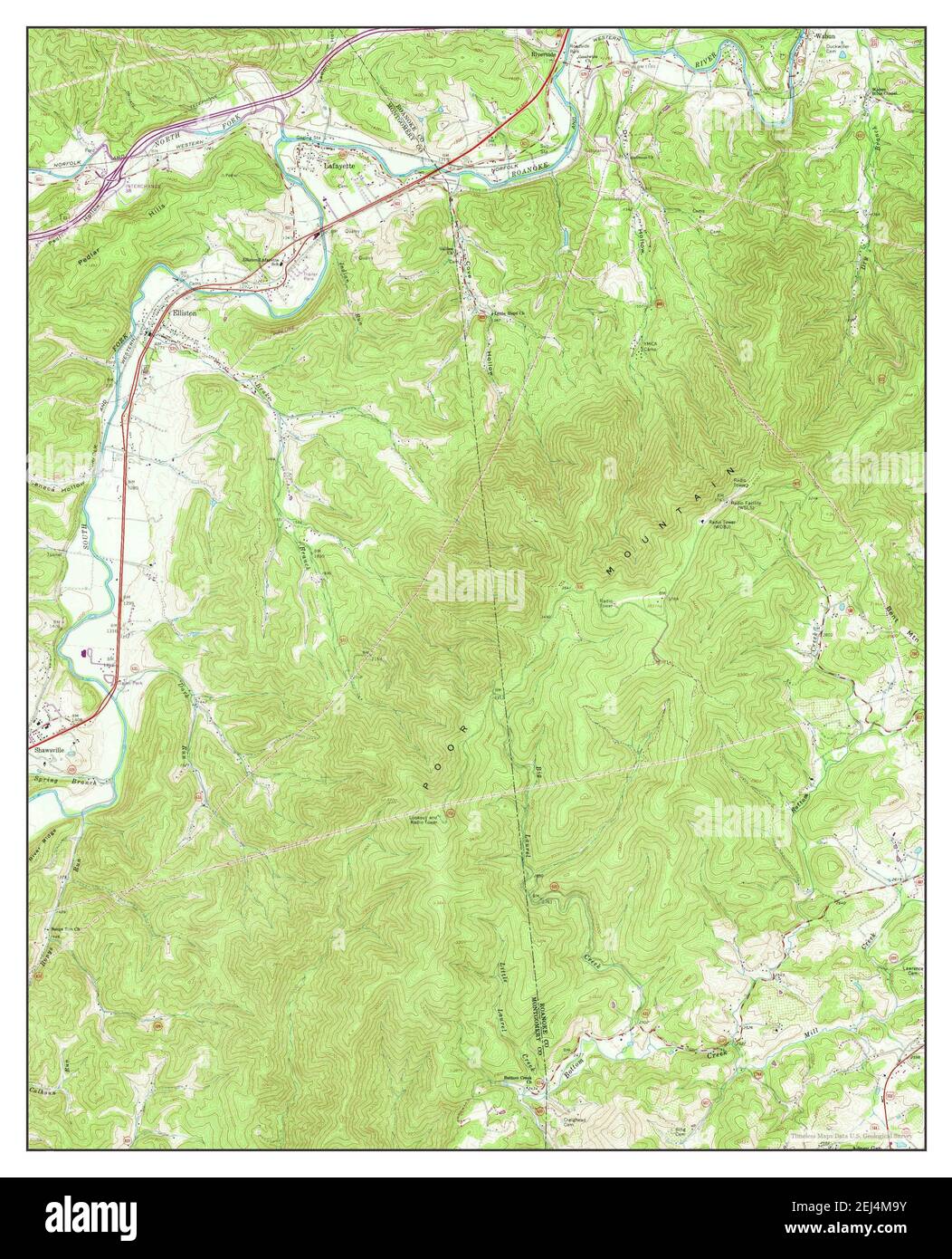 Elliston, Virginia, map 1963, 1:24000, United States of America by ...