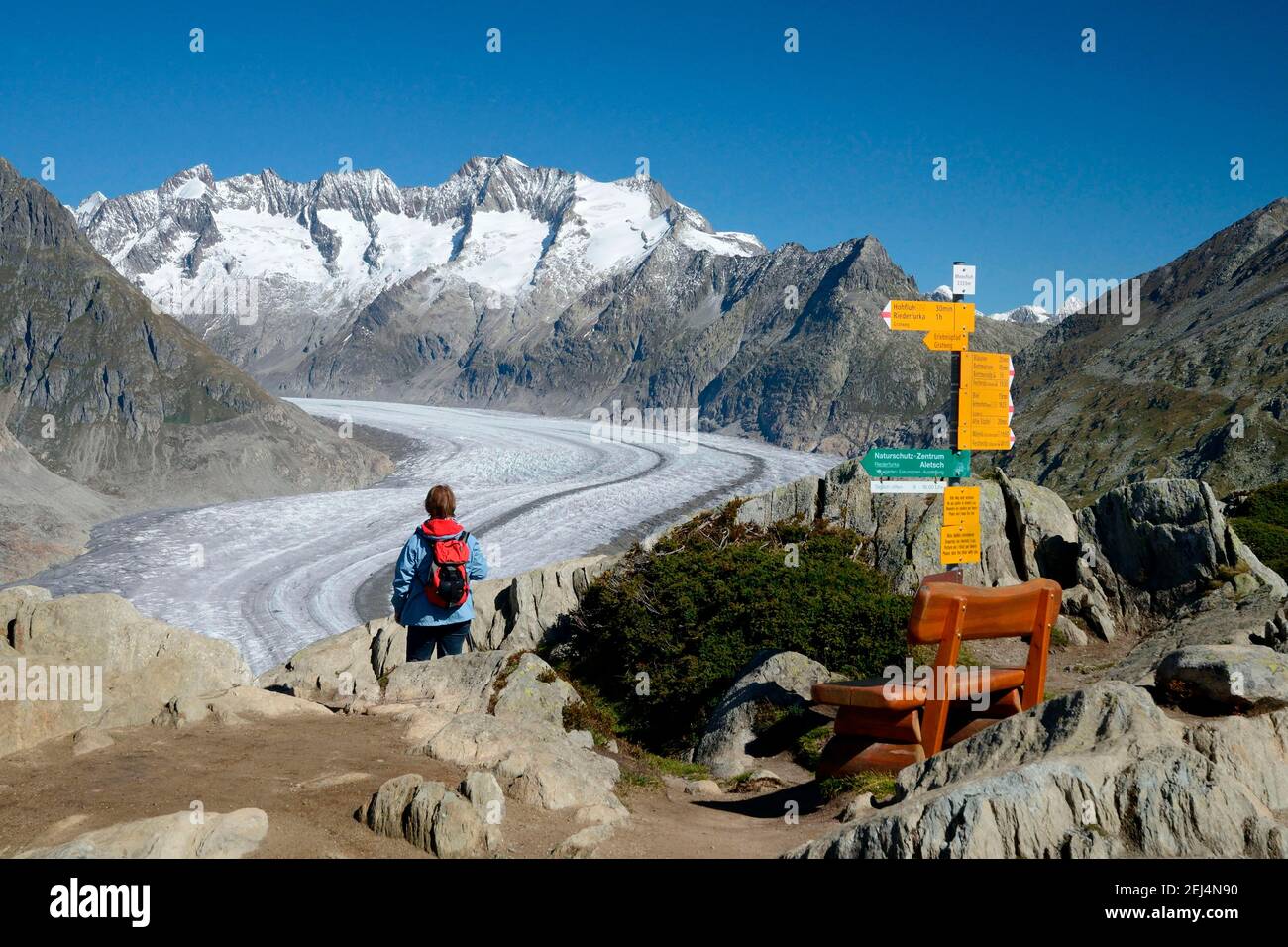 Moosfluh viewpoint, view of the Aletsch Glacier, Great Aletsch Glacier ...