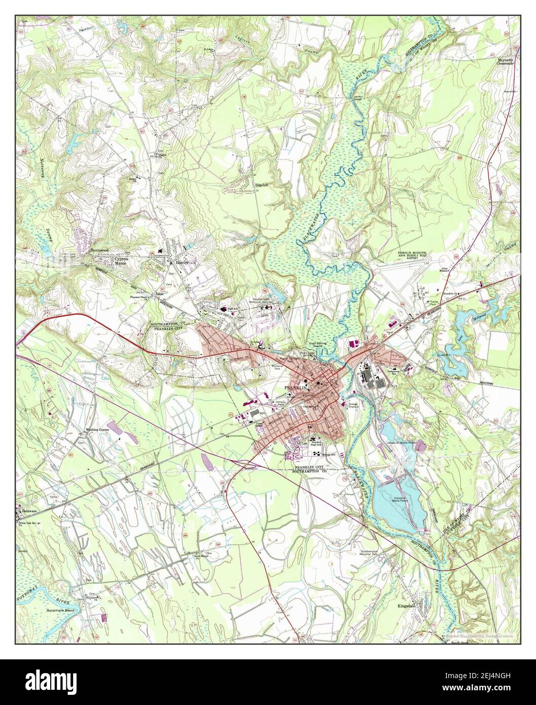 Franklin, Virginia, map 1967, 1:24000, United States of America by ...