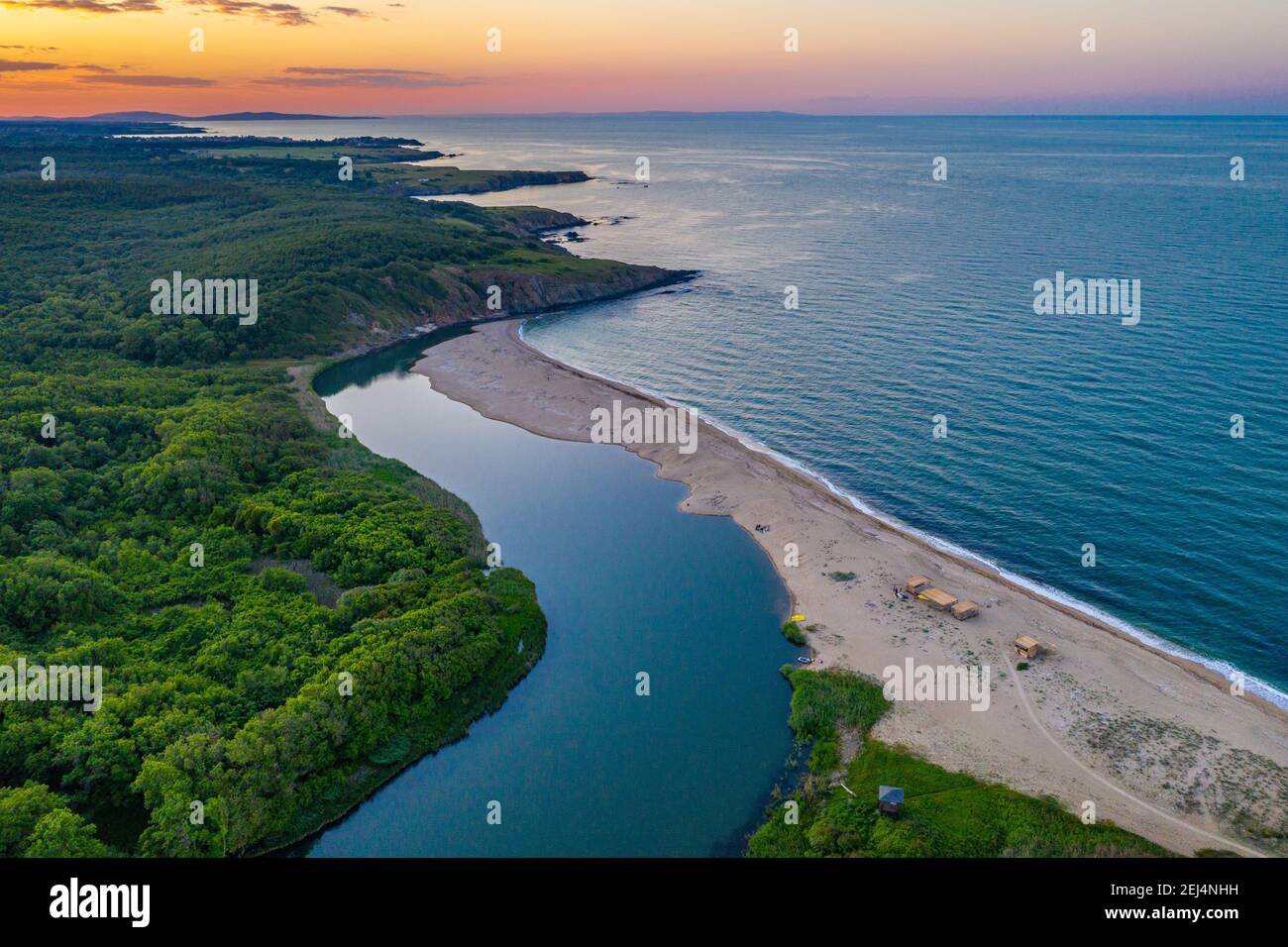 Sunset aerial view of Veleka beach in Bulgaria Stock Photo - Alamy