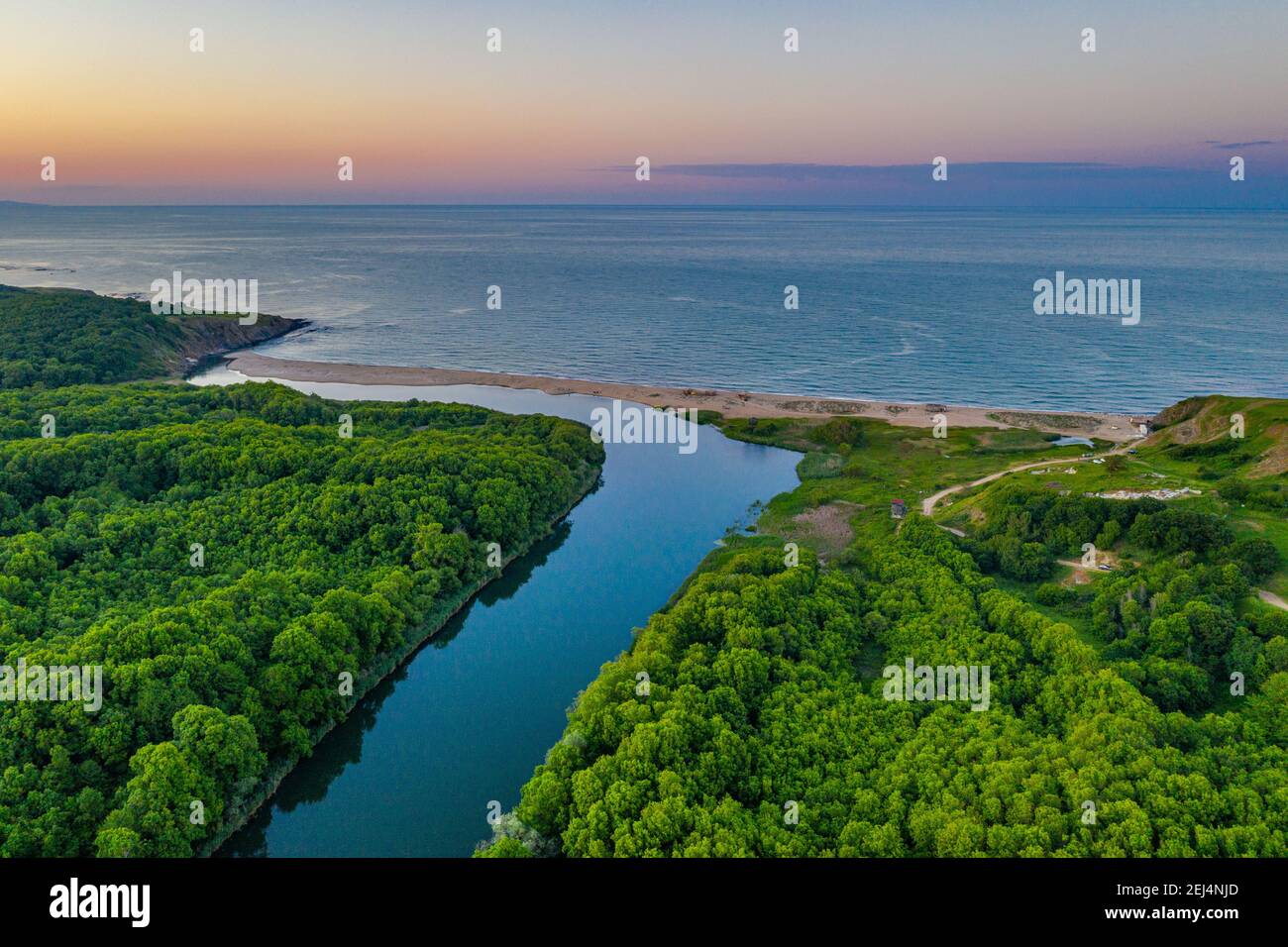 Sunset aerial view of Veleka beach in Bulgaria Stock Photo - Alamy