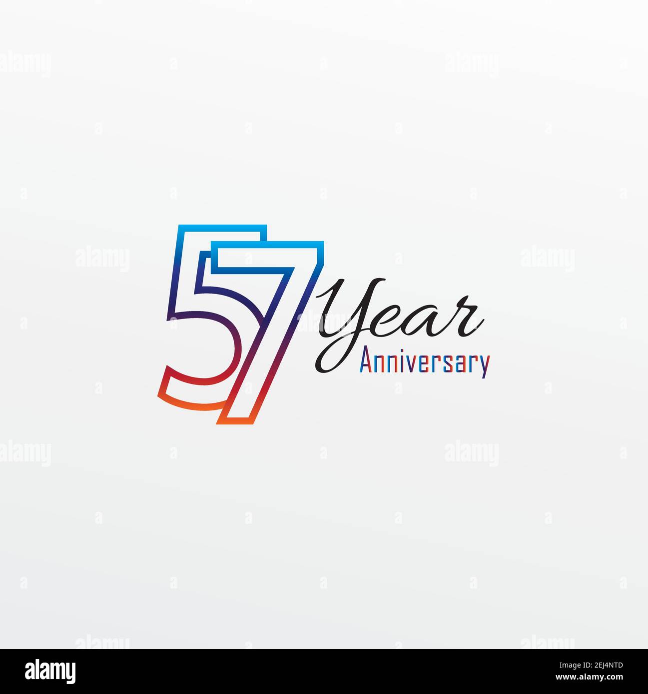 57 years anniversary celebration blue Colors Comical Design logotype ...