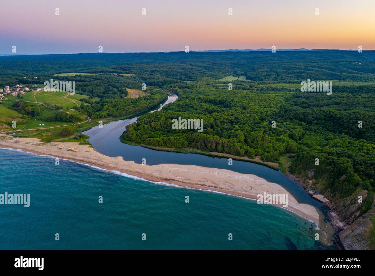 Sunset aerial view of Veleka beach in Bulgaria Stock Photo - Alamy