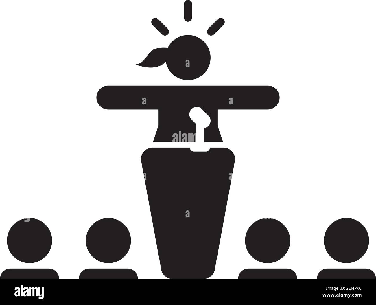 Event icon vector person speaking on podium symbol in a flat color ...