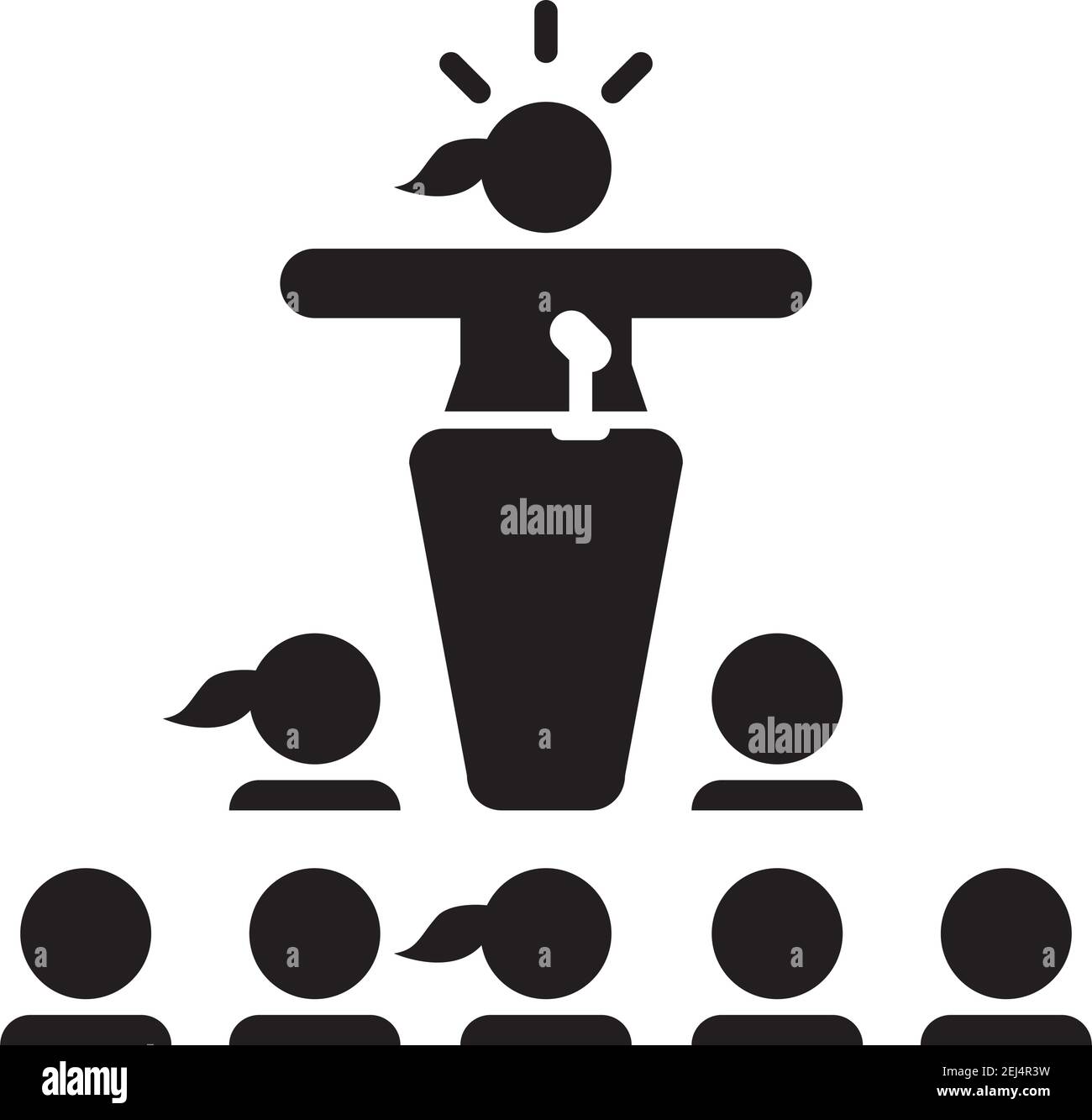 Leadership icon vector person speaking on podium symbol in a flat color ...