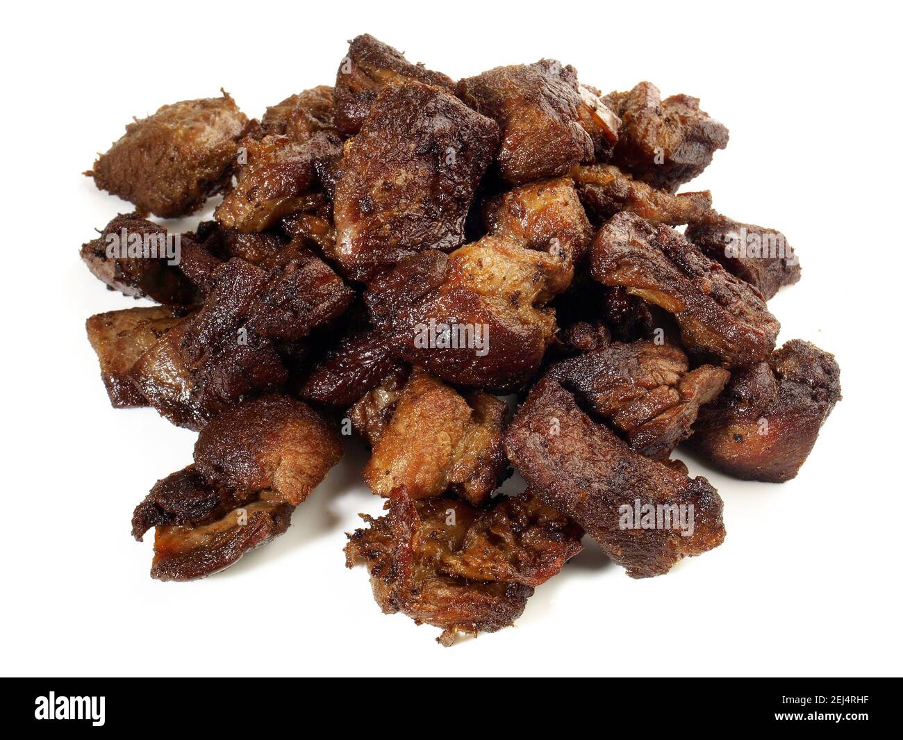Fried Meat isolated on white Background Stock Photo - Alamy