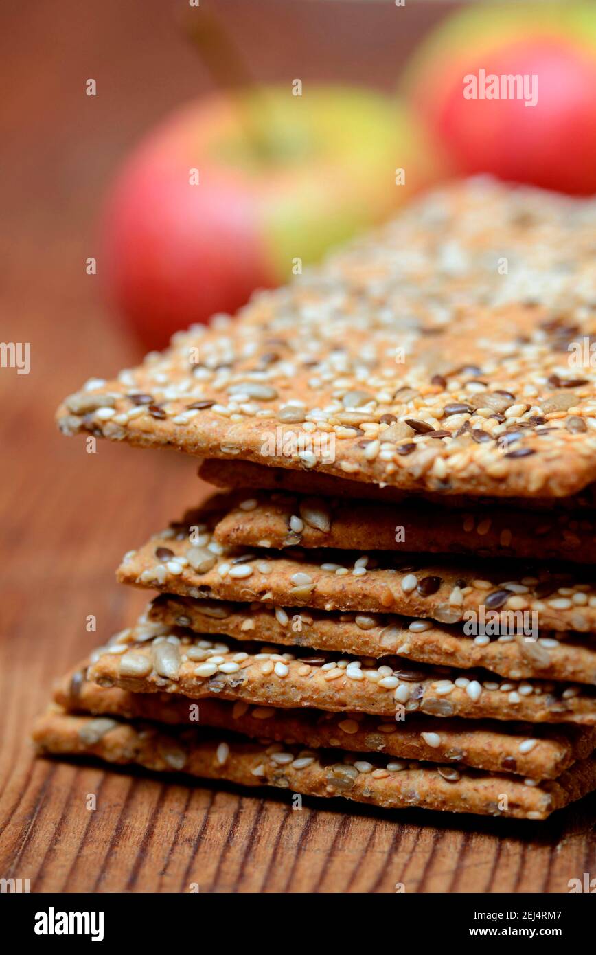 Crispbread with seeds, flaxseed, sesame seed, sunflower seeds Stock ...