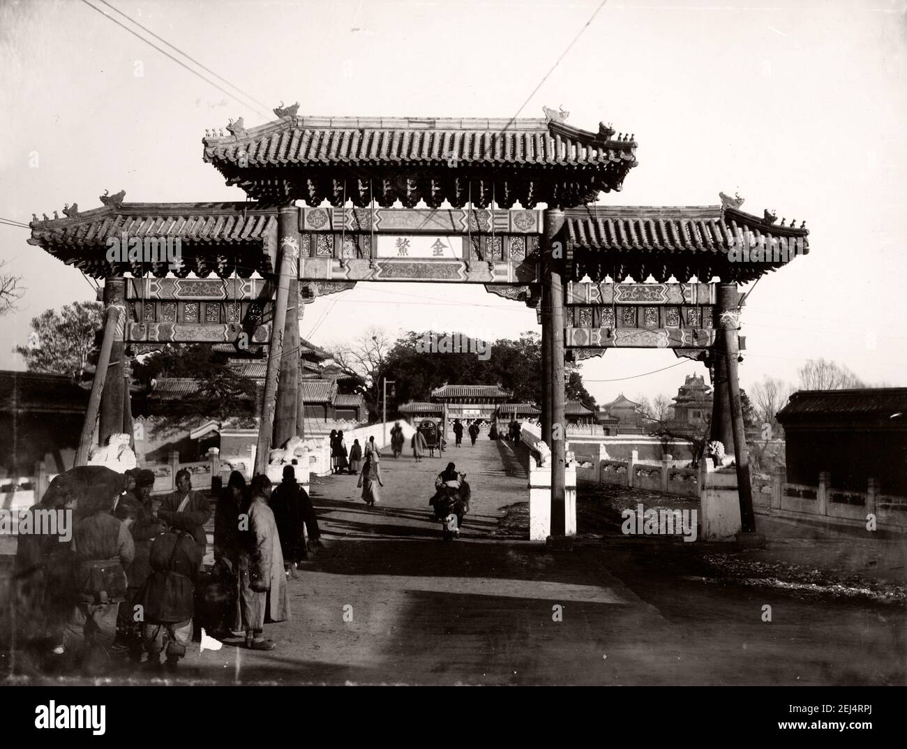 Late 19th century vintage photograph: Pailou or Paifang, Peking ...