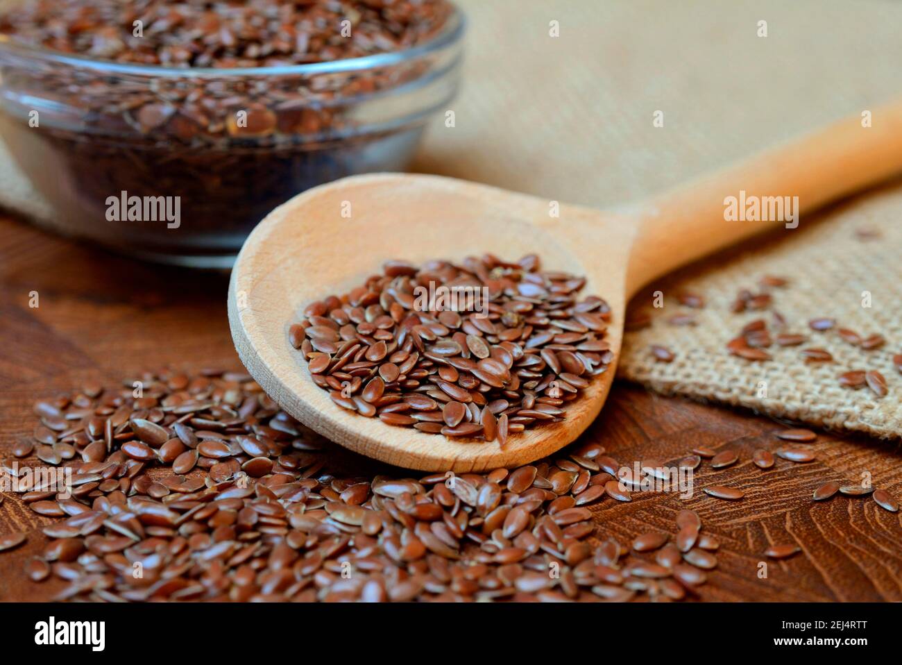 Linseed ( Linum usitatissimum) with cooking spoon, seed linen, seed flax Stock Photo - Alamy