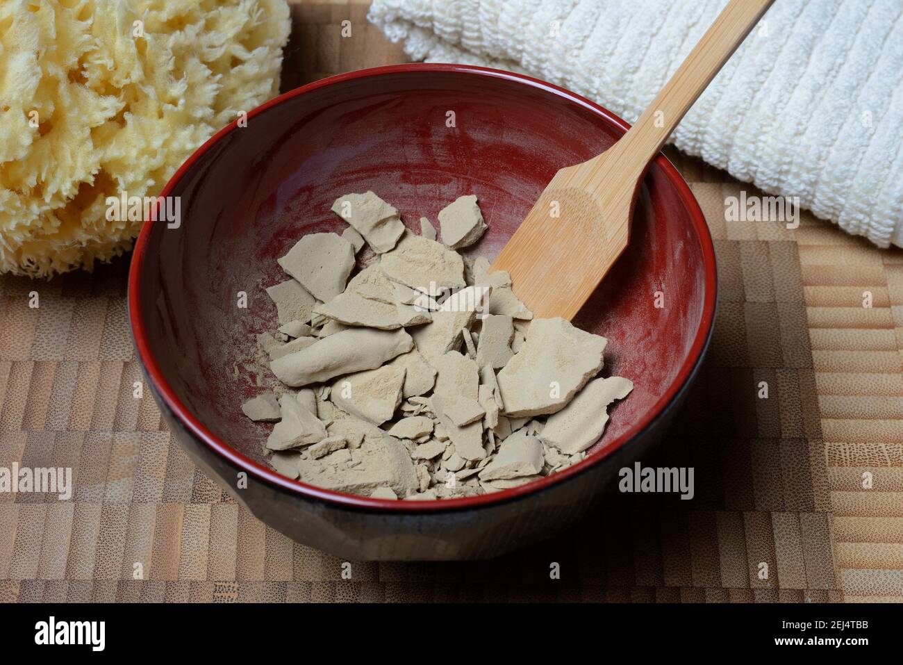 Dried healing clay in bowl, red clay, clay, healing clay powder Stock ...