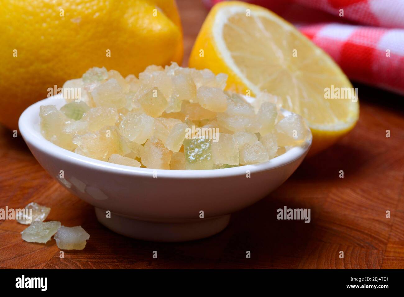 Candied lemon peel cubes in peel Stock Photo - Alamy