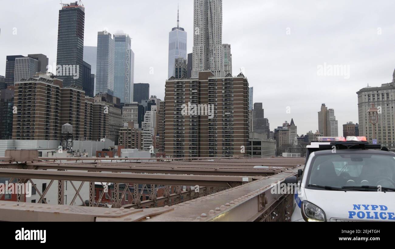 NEW YORK CITY, USA - 12 MAR 2020: Emergency siren glowing, 991 police ...