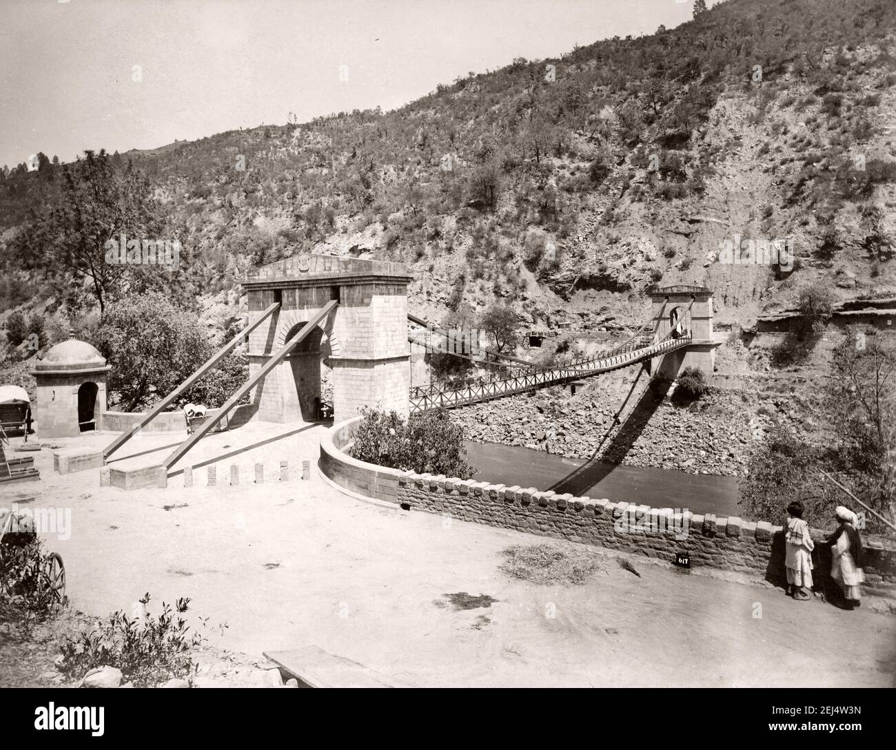 Late 19th century vintage photograph: Kohala Bridge, route to Kashmir ...