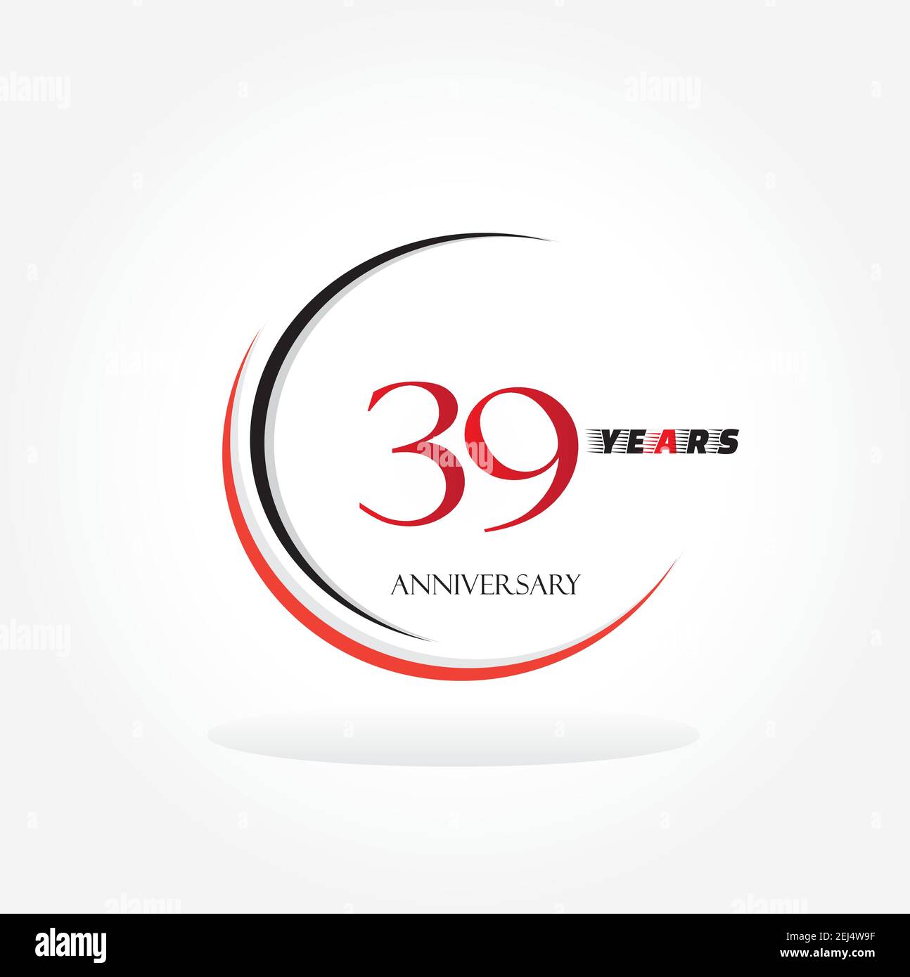 39 years anniversary linked logotype with red color isolated on white ...