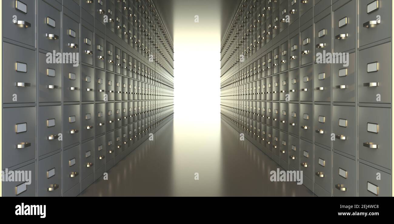 Filing cabinets storage room. Office document data and information ...