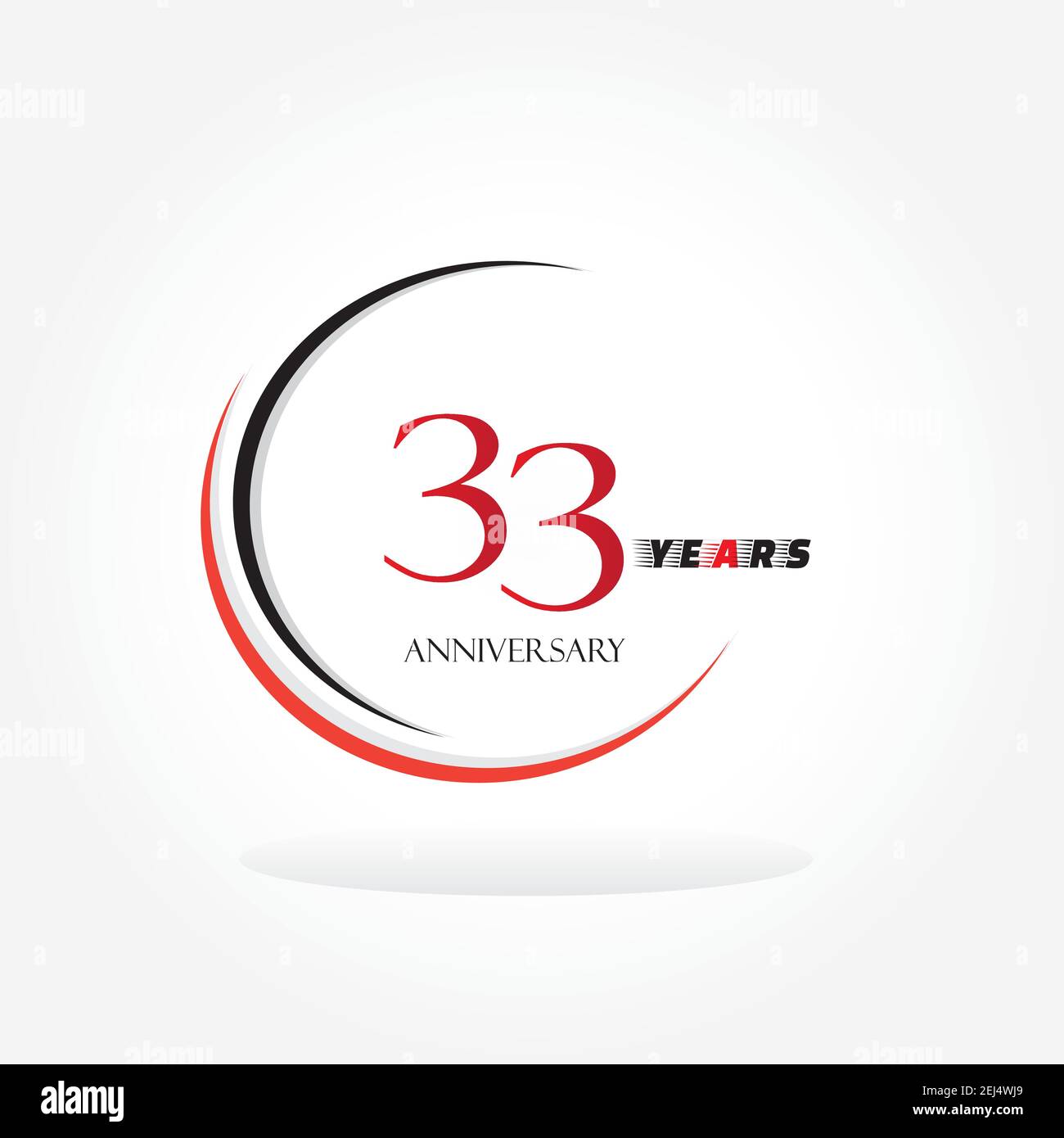33 years anniversary linked logotype with red color isolated on white ...