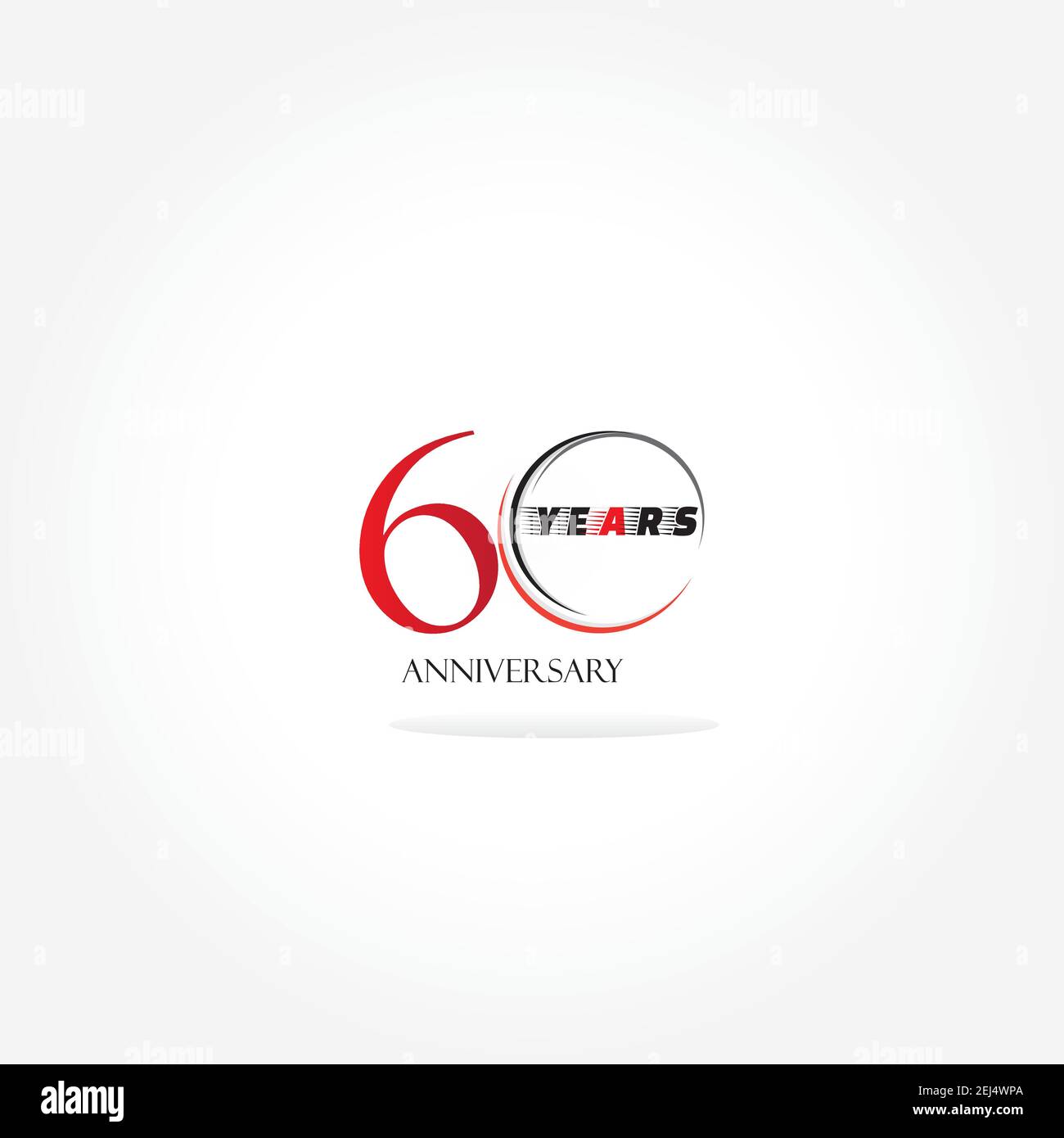 60 years anniversary linked logotype with red color isolated on white ...