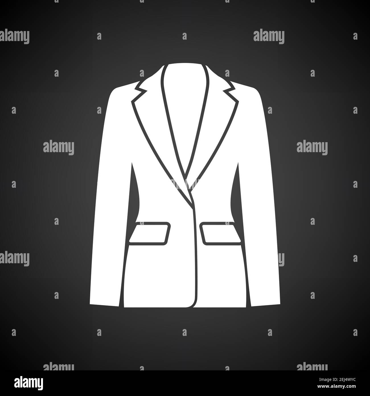 Business Woman Suit Icon. White on Black Background. Vector ...