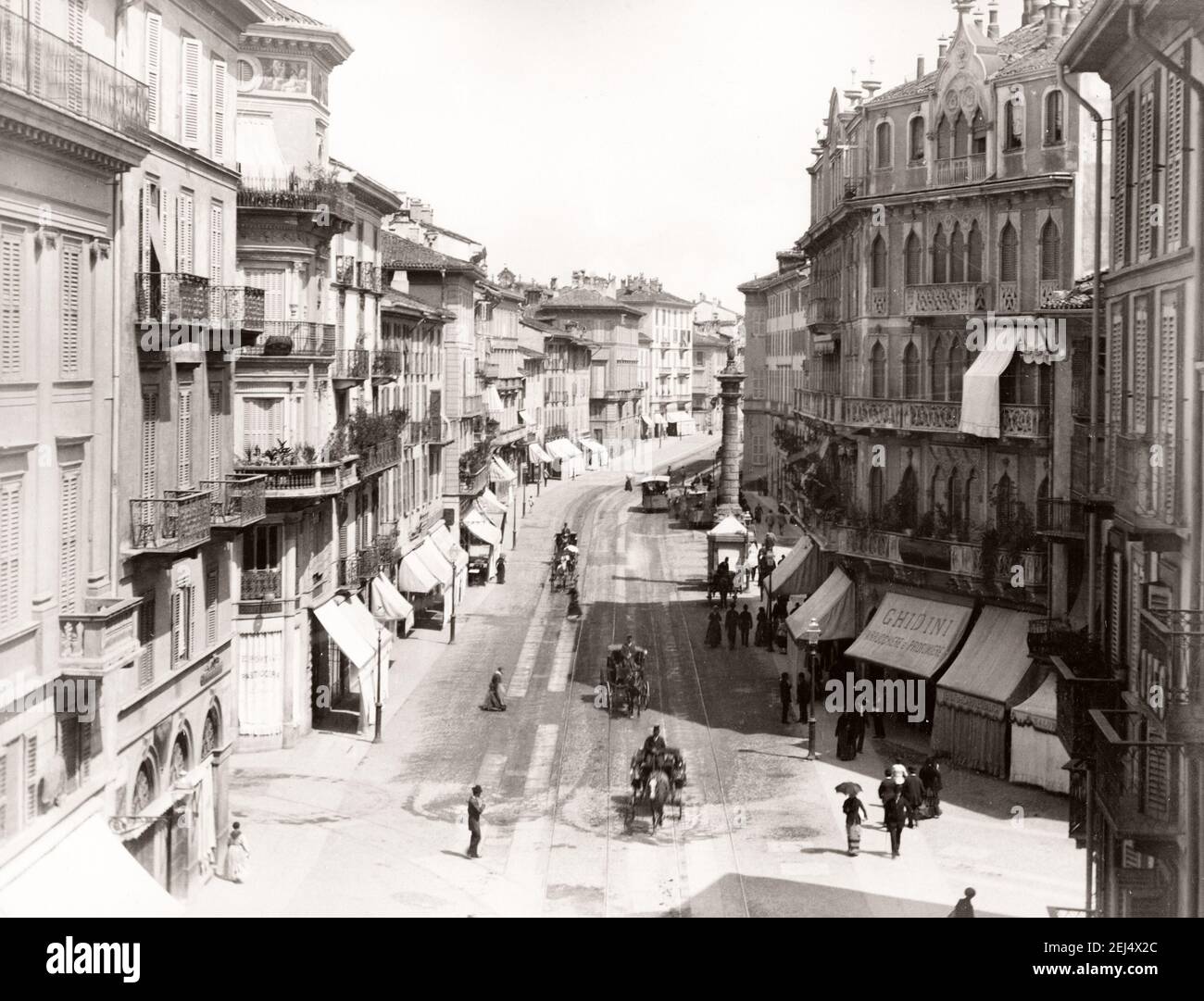 Late 19th century vintage photograph: Corso Venezia, shopping street ...