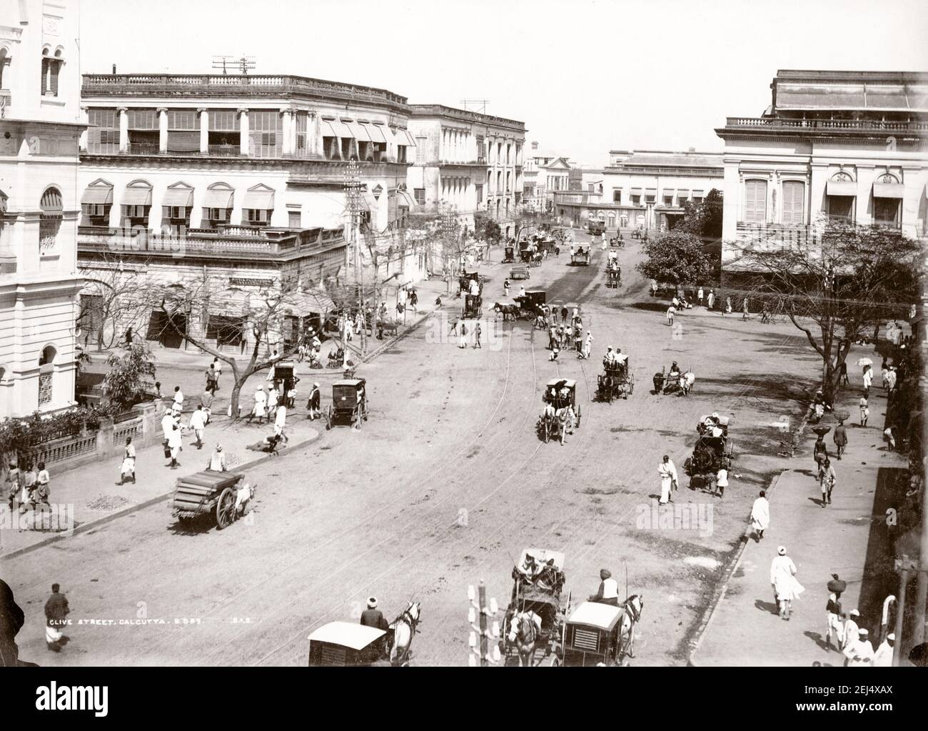 Late 19th century vintage photograph: Clive Street, Calcutta, Kolkata ...