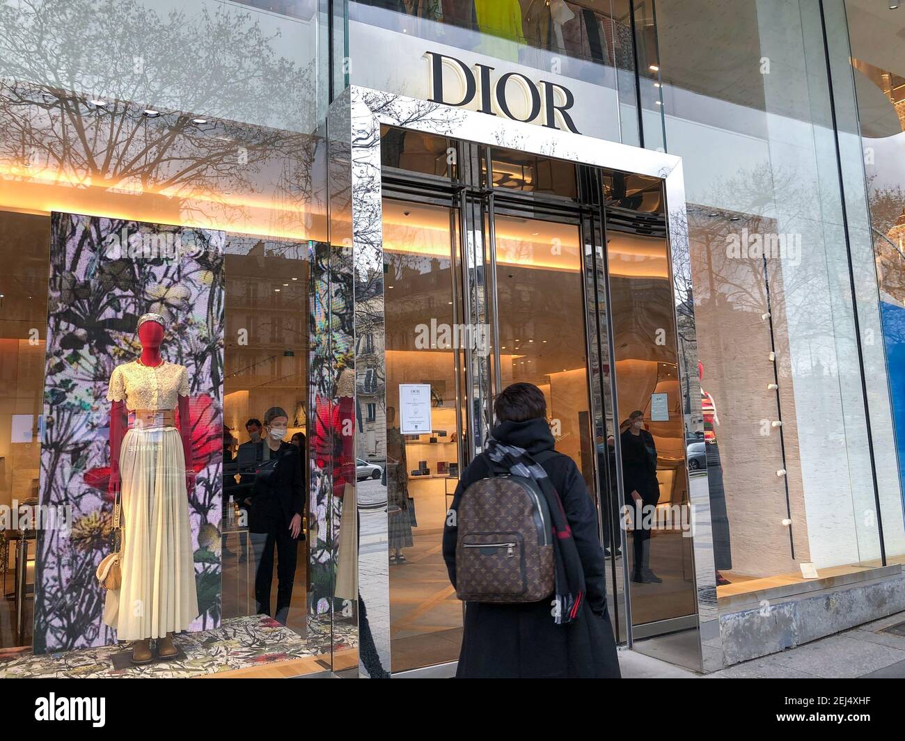 Paris, France, People Shopping Street, Dior Shop Front WIndows ...
