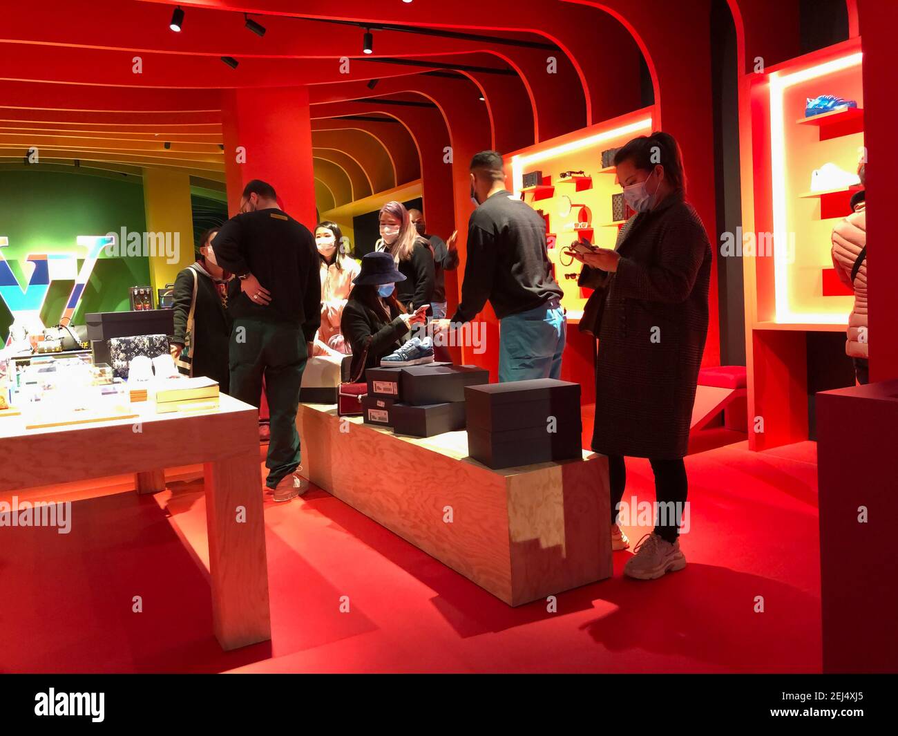 Paris, France, People Shopping inside, LVMH Pop Up Store, louis vuitton ...