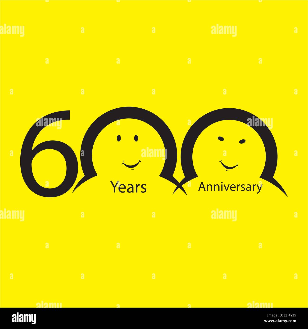 600 th anniversary numbers. years old yellow background logotype. Age ...
