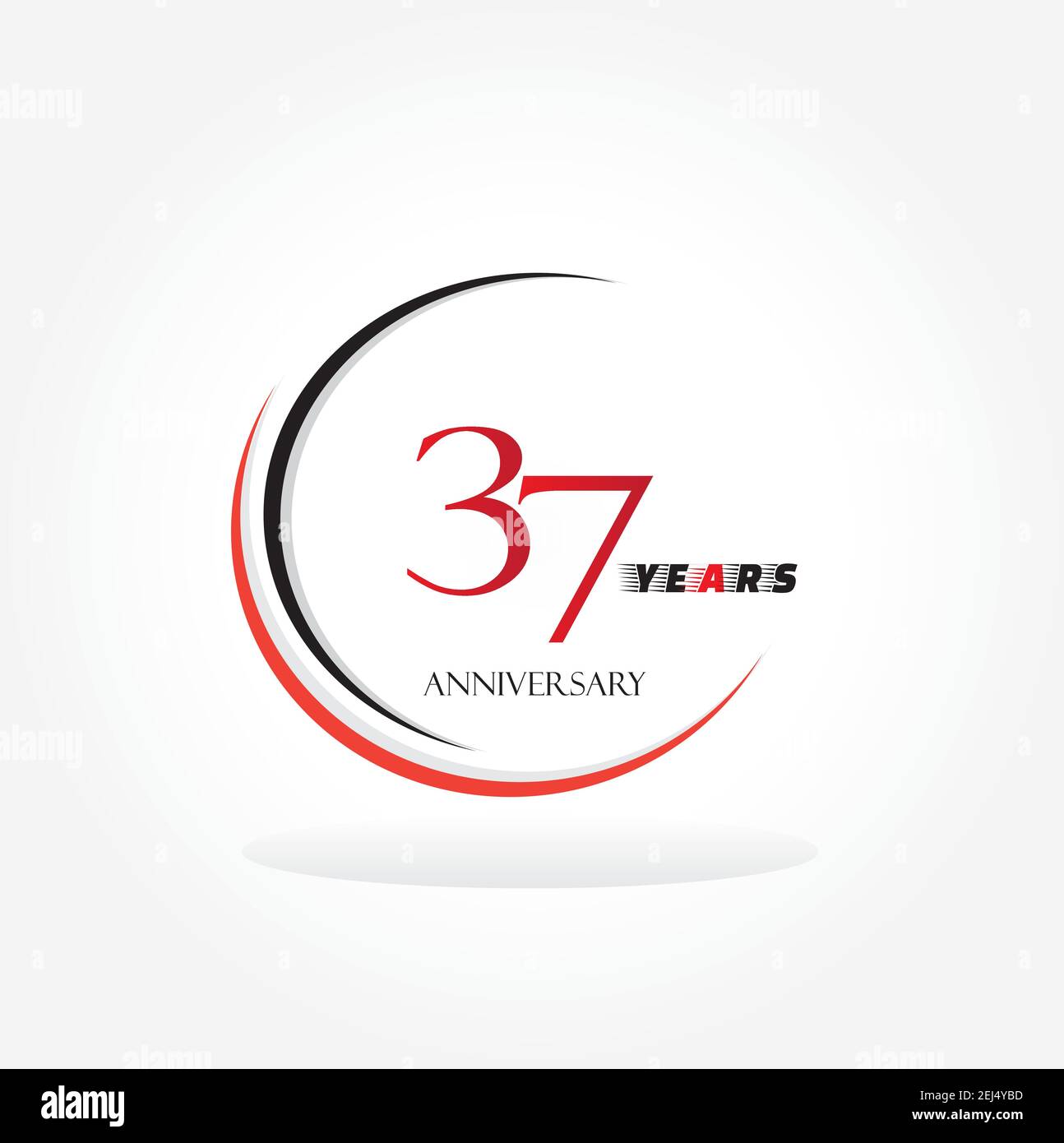 37 years anniversary linked logotype with red color isolated on white ...
